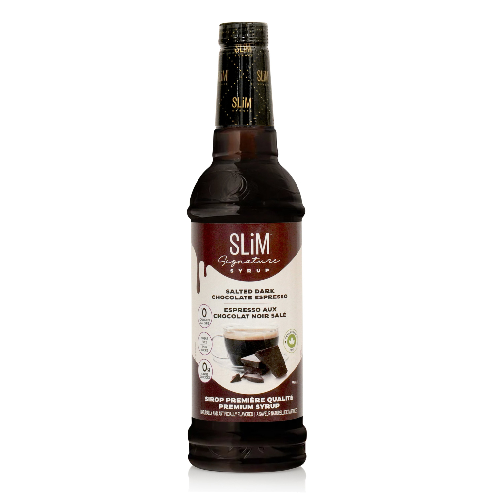Sugar Free Salted Dark Chocolate Espresso Syrup | Slim Syrups Canada